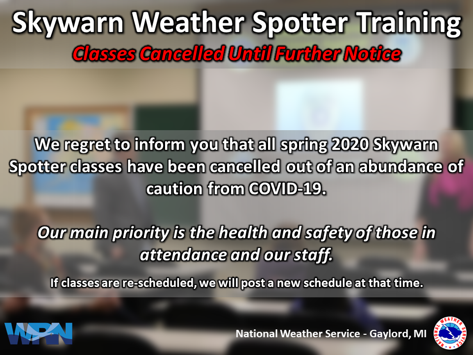 Spotter Training Cancelled for Spring 2020