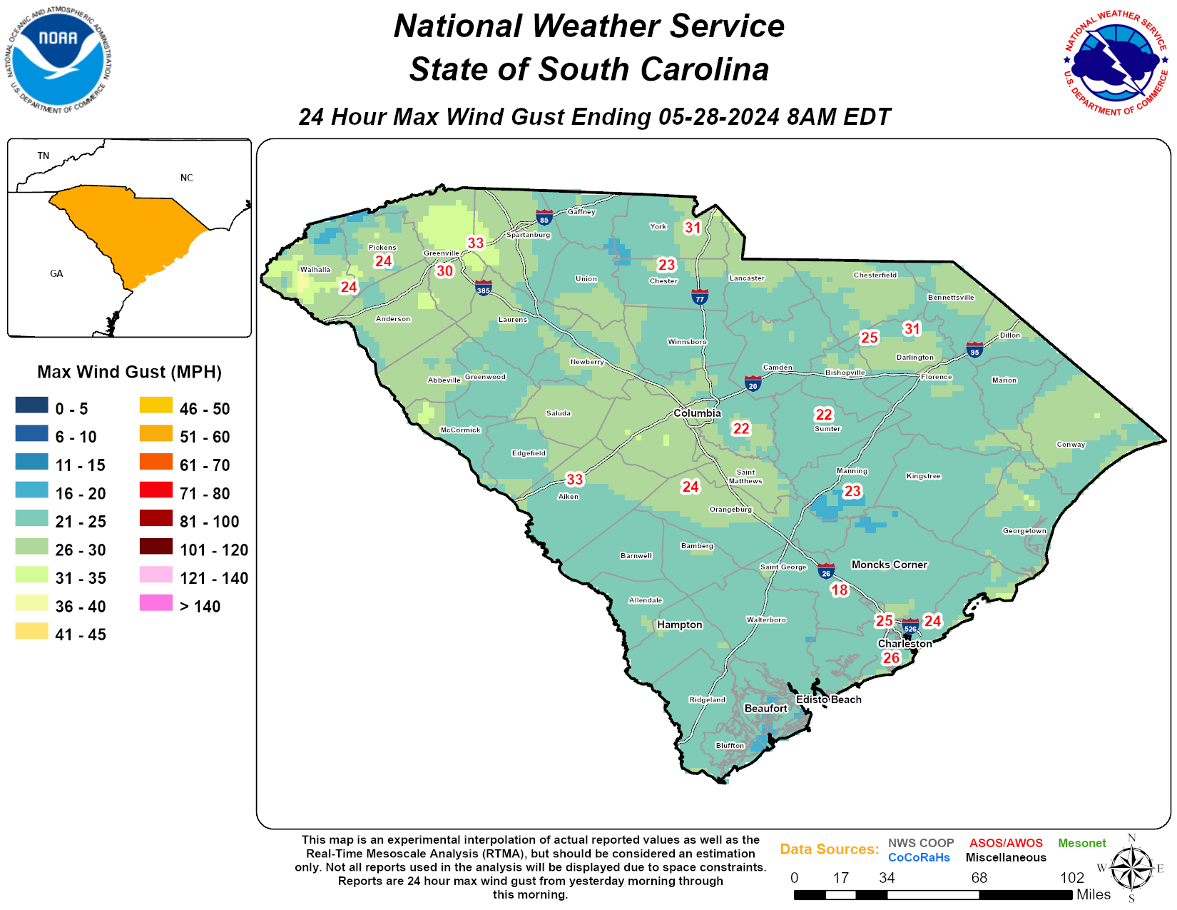 South Carolina Statewide Forecast Maps
