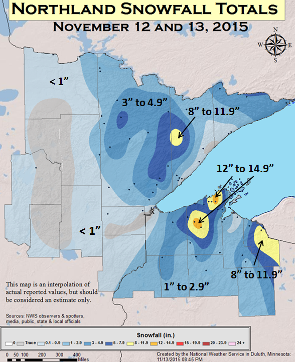 November 12-13 Snowfall Map