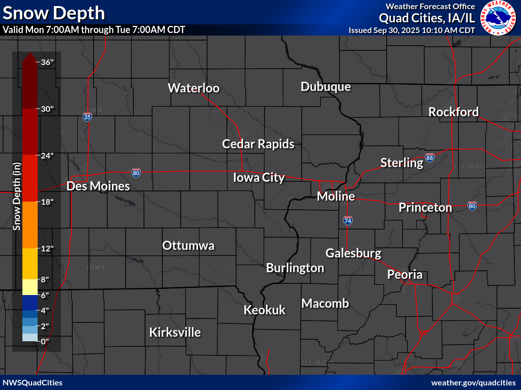 Tuesday Observed Snow Depth
