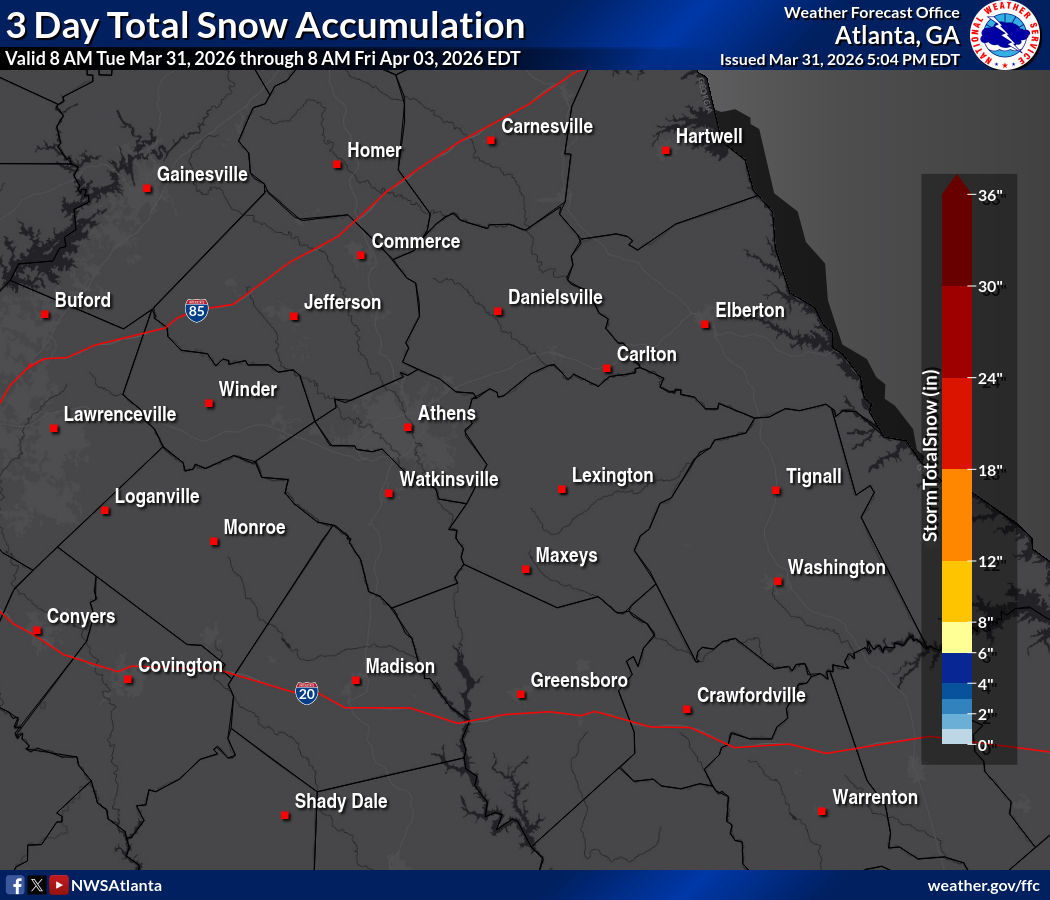 NWS Atlanta Snow Forecast Graphics