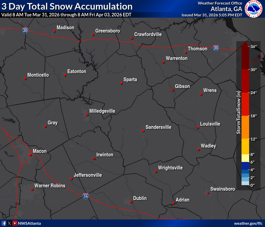 NWS Atlanta Snow Forecast Graphics