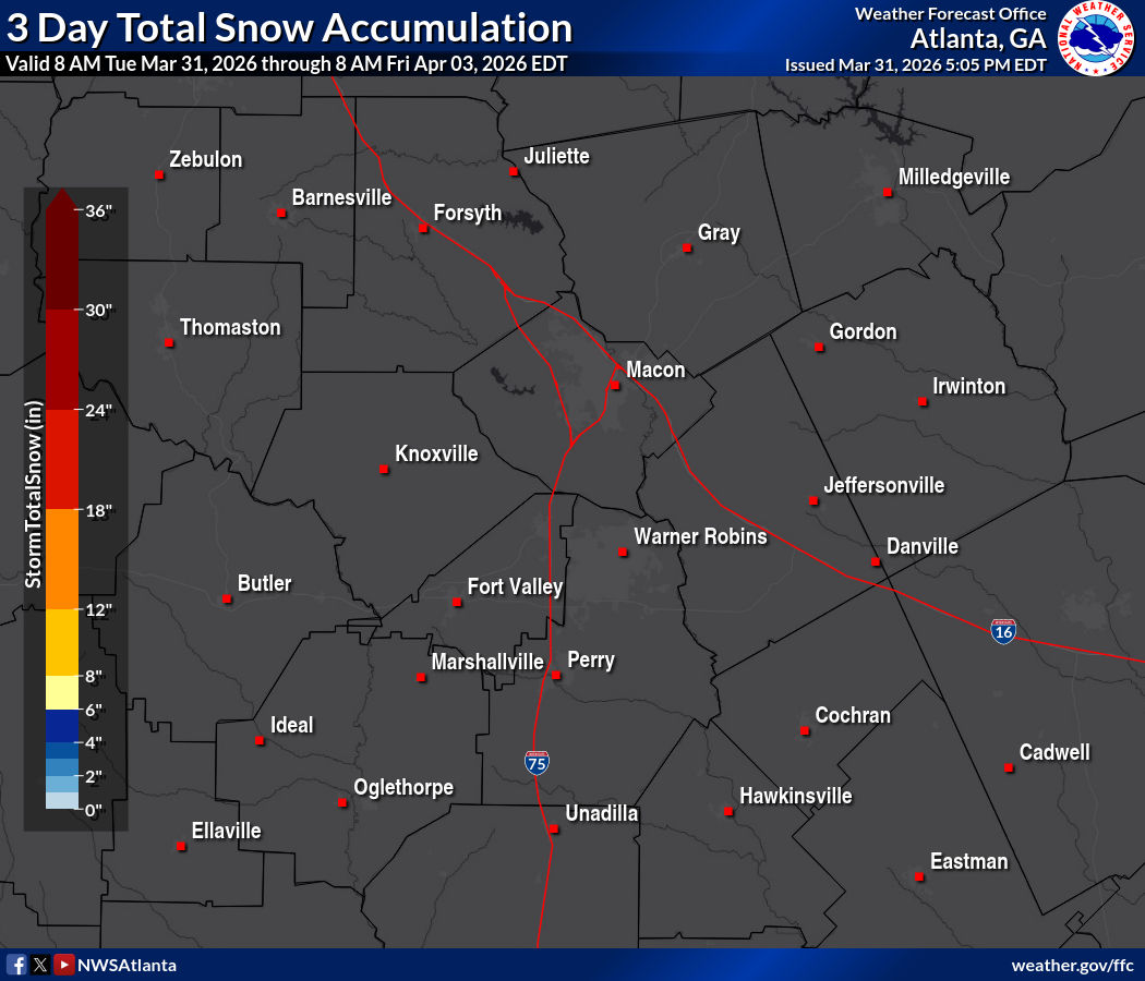 NWS Atlanta Snow Forecast Graphics