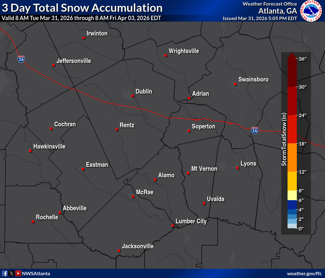 NWS Atlanta Snow Forecast Graphics
