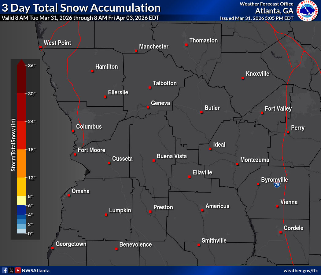 NWS Atlanta Snow Forecast Graphics