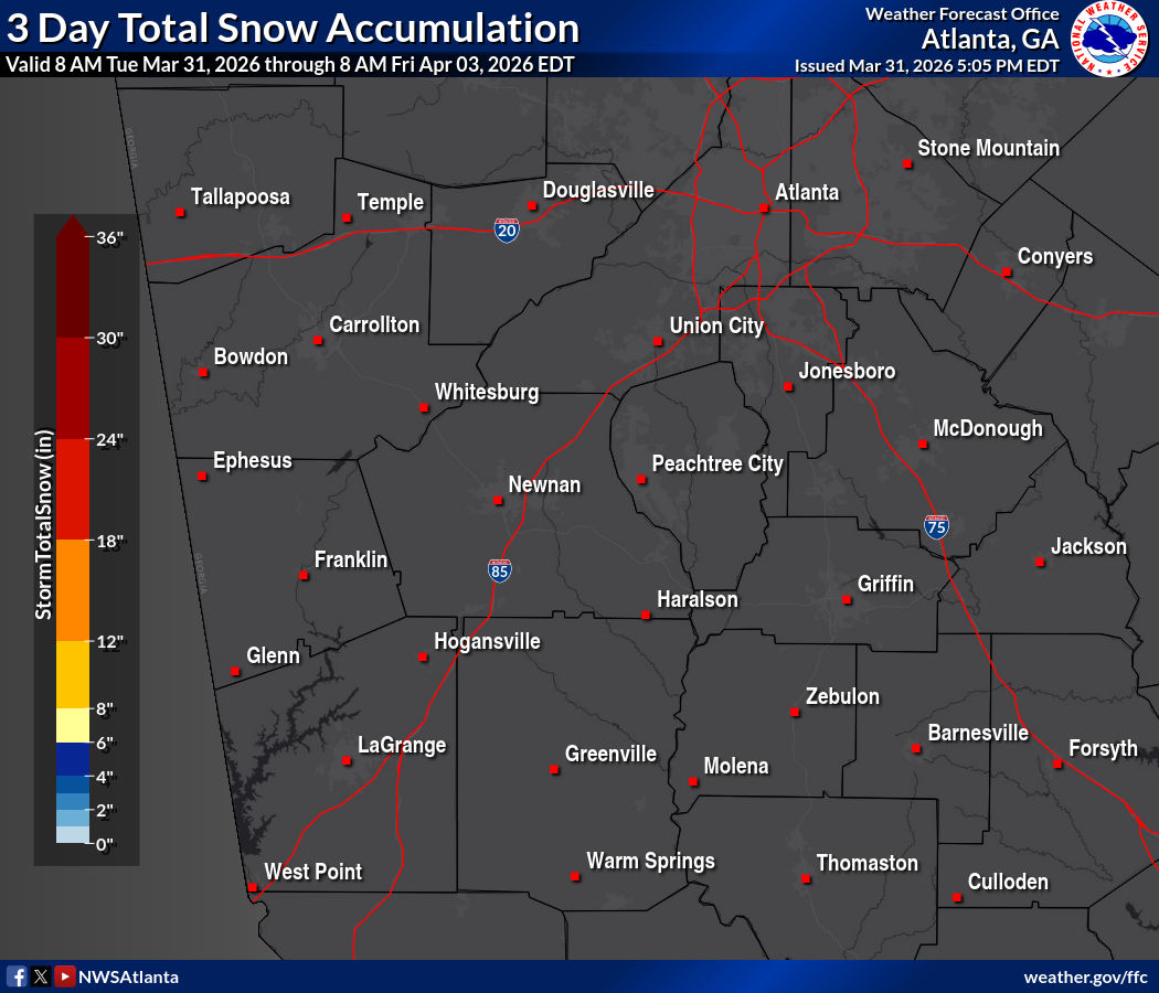 NWS Atlanta Snow Forecast Graphics