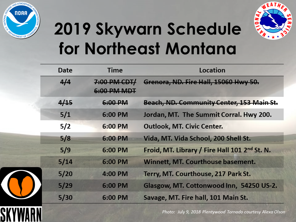 Sky Warn Schedule